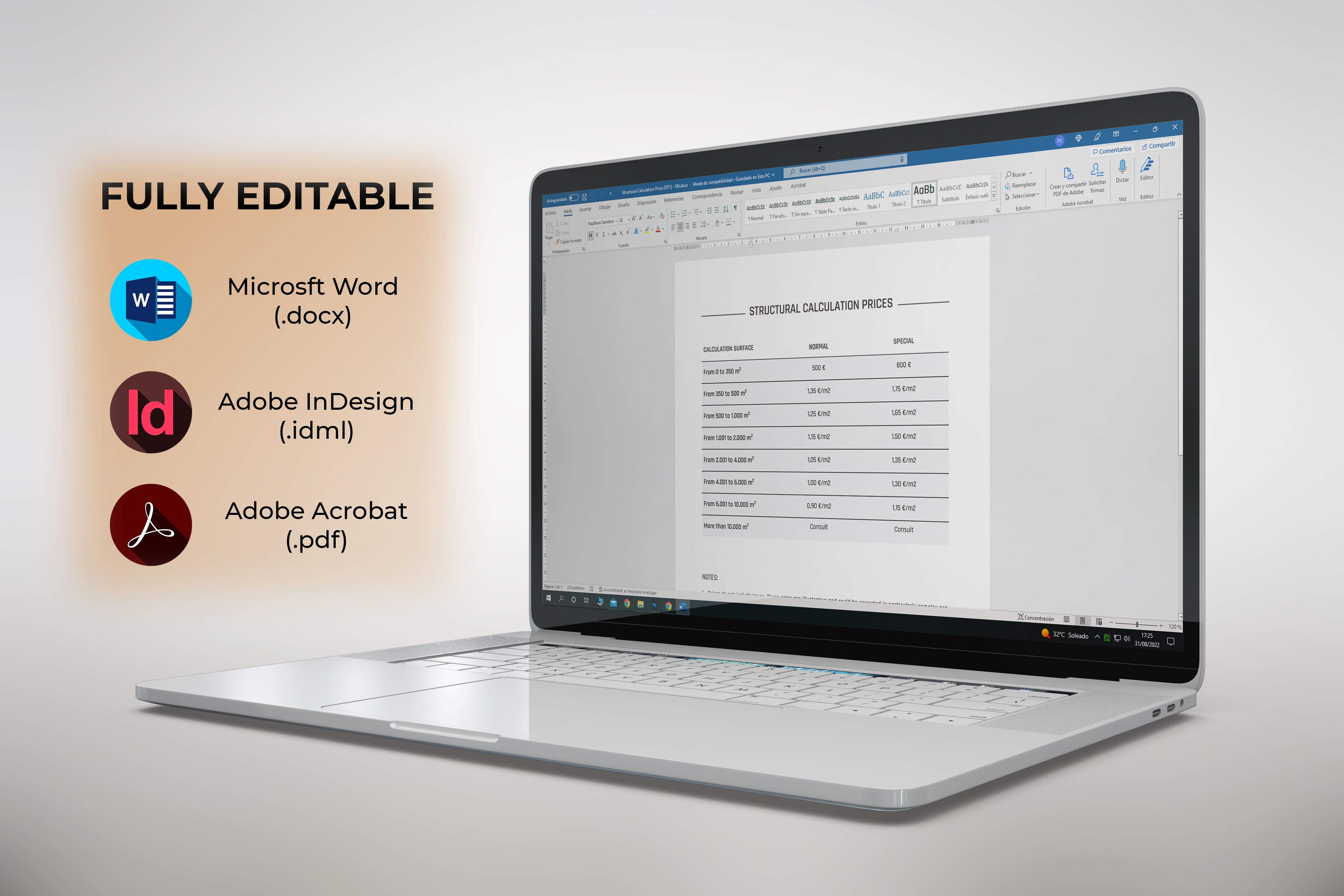 Structure Calculation Price List — ArquiFlash