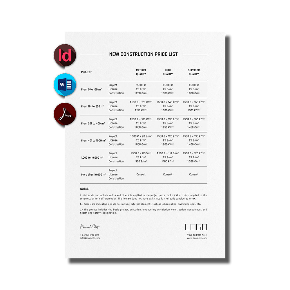 New Construction Price List ArquiFlash New Construction Price List ArquiFlash