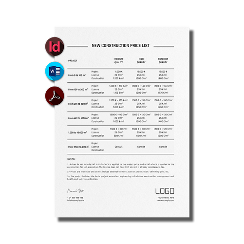 New Construction price list — ArquiFlash